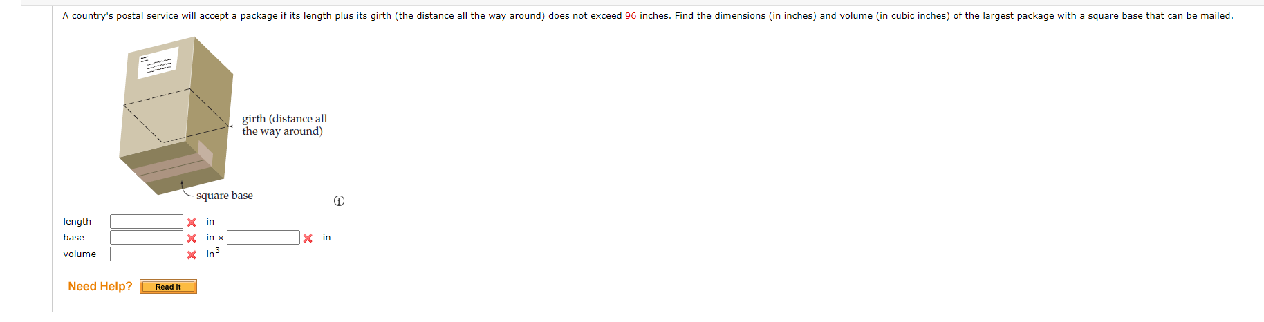 Solved A country's postal service will accept a package if | Chegg.com