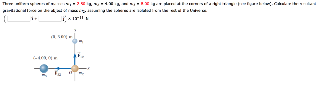 Solved Three uniform spheres of masses m1 2.50 kg, m2 - 4.00 | Chegg.com