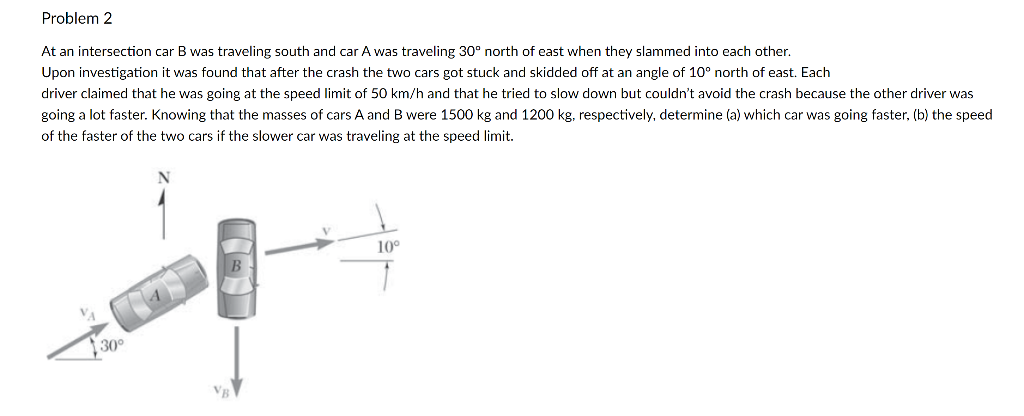Solved Problem 2 At an intersection car B was traveling | Chegg.com
