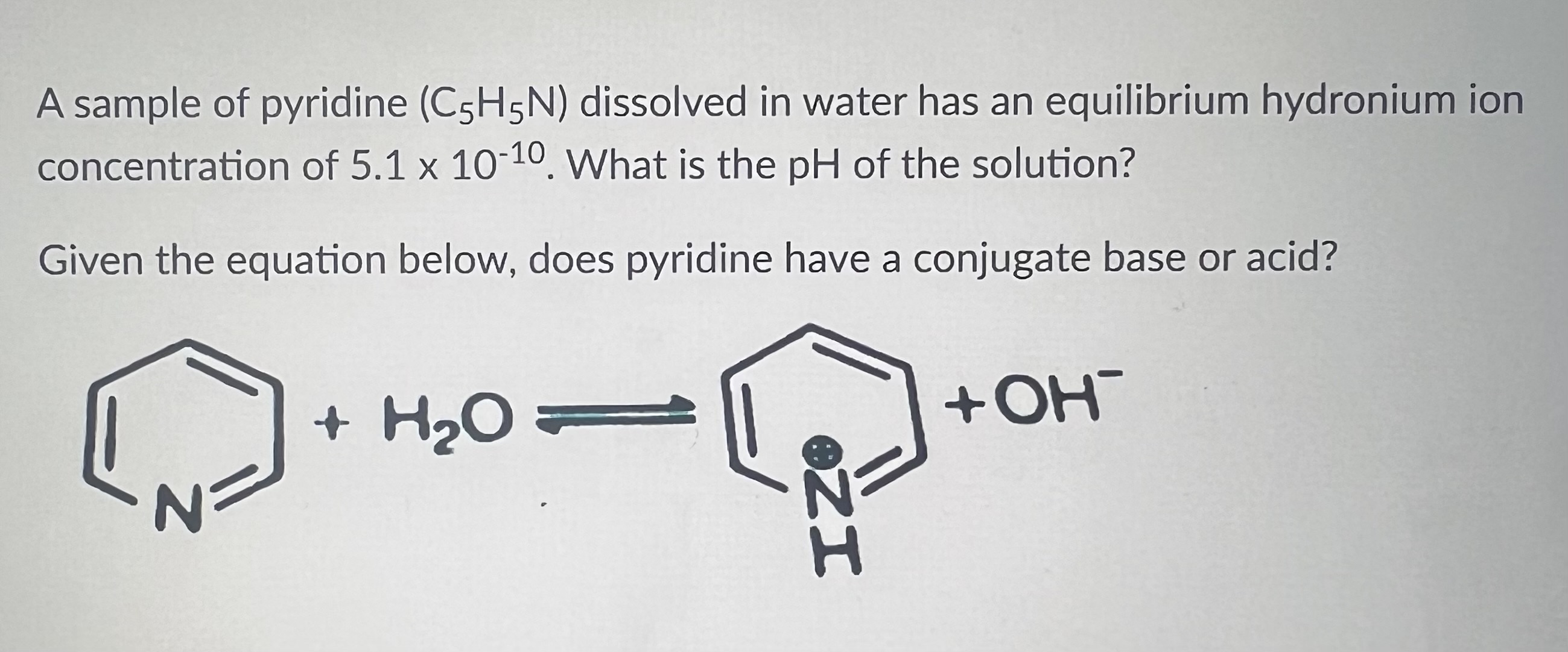 Solved A sample of pyridine (C_(5)H_(5)(N)) dissolved in | Chegg.com