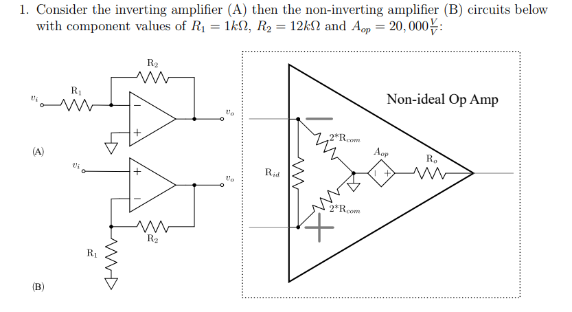 Solved 1. Consider the inverting amplifier (A) then the | Chegg.com