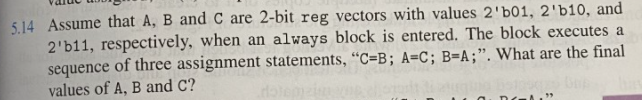 Solved 5.14 Assume that A, B and C are 2-bit reg vectors | Chegg.com