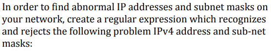 Solved In order to find abnormal IP addresses and subnet | Chegg.com
