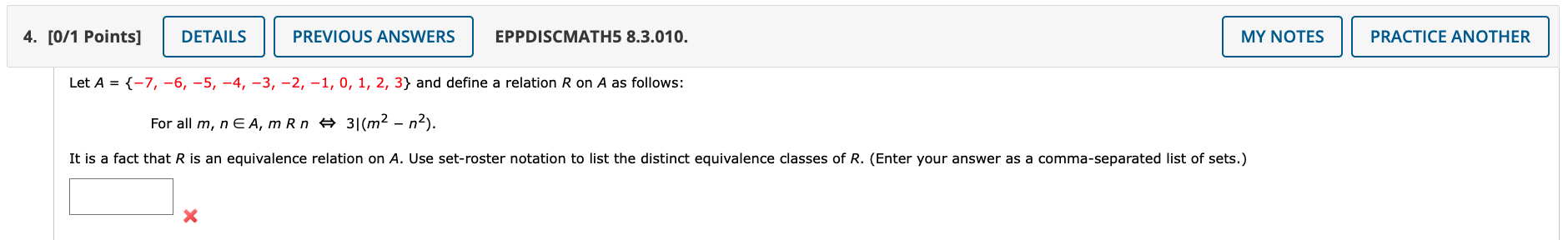 Solved 4. [0/1 Points] DETAILS PREVIOUS ANSWERS EPPDISCMATH5 | Chegg.com