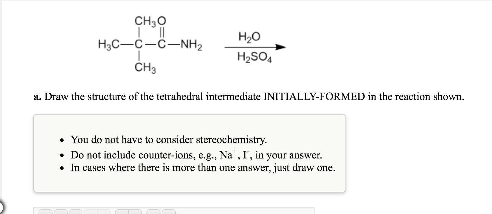 CH30 H3C-c-6-NH2 H2O H2SO4 CH3 a. Draw the structure | Chegg.com