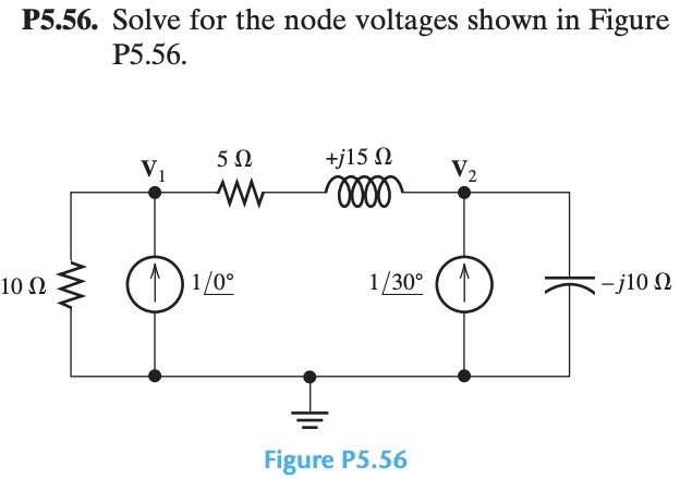 Solved P5.56. Solve for the node voltages shown in Figure | Chegg.com
