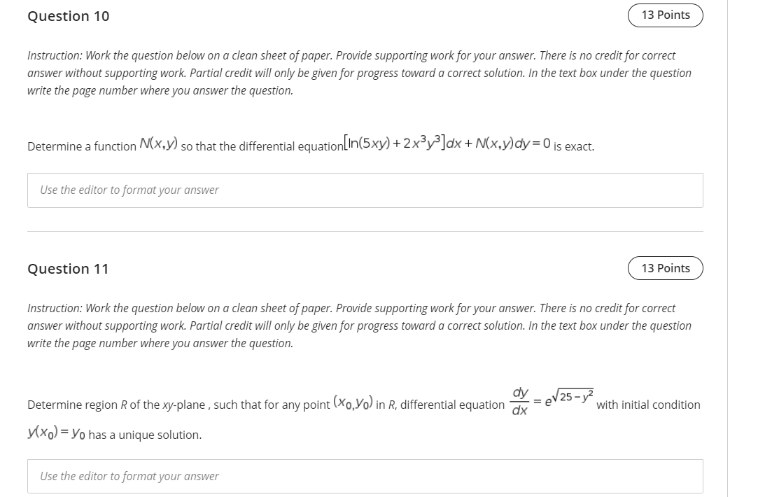Solved Question 10 13 Points Instruction: Work the question | Chegg.com