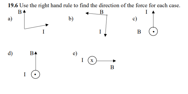 Solved 19.6 Use the right hand rule to find the direction of | Chegg.com