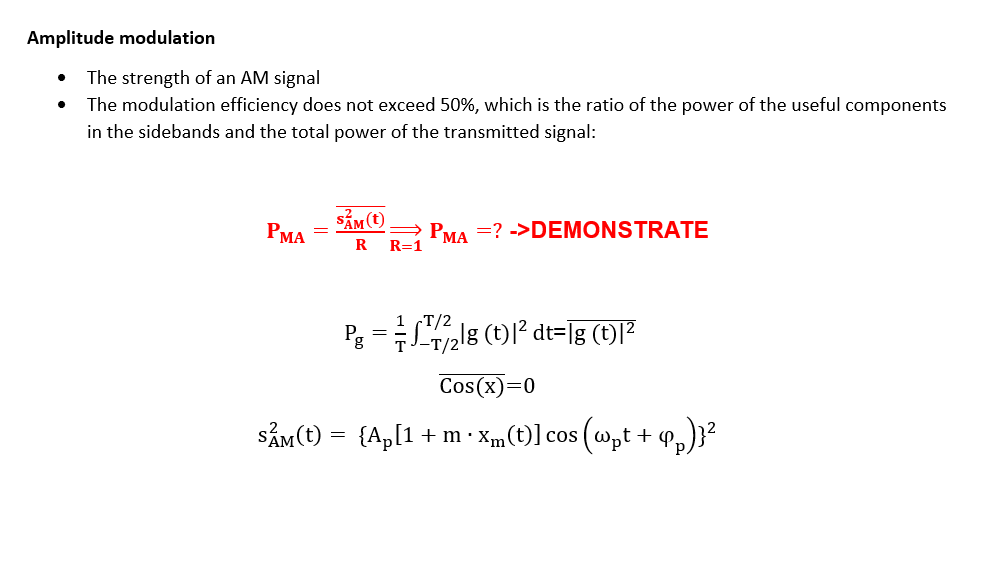 Solved Amplitude modulation . The strength of an AM signal | Chegg.com