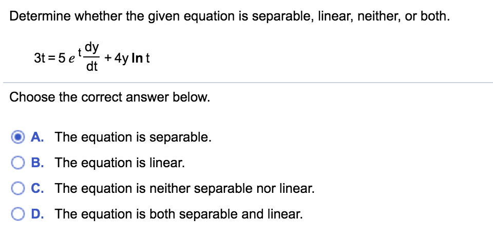 Solved Determine Whether The Given Equation Is Separable