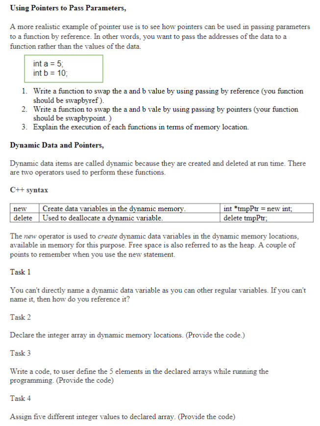 Solved Theoretical Background Pointers: Pointers are a type | Chegg.com