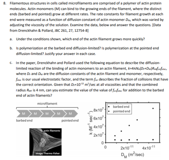 Solved 8. Filamentous structures in cells called | Chegg.com
