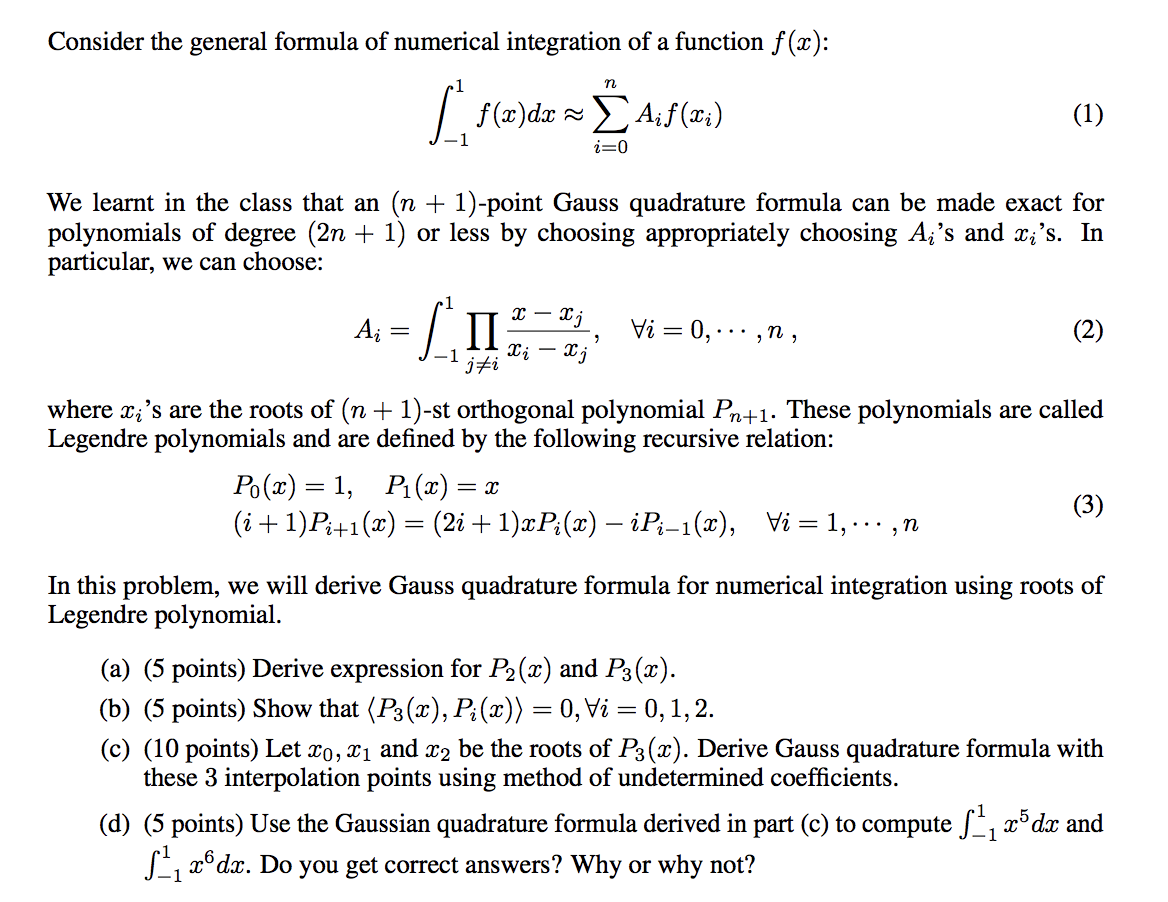 Consider the general formula of numerical integration | Chegg.com