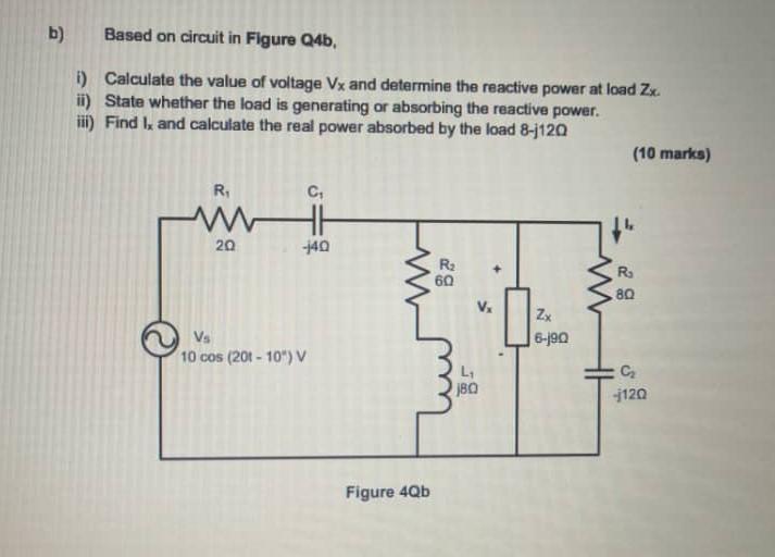 Solved b) Based on circuit in Figure Q4b, 1) Calculate the | Chegg.com
