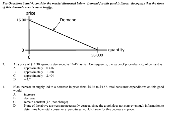 Solved For Questions 3 and 4, consider the market | Chegg.com