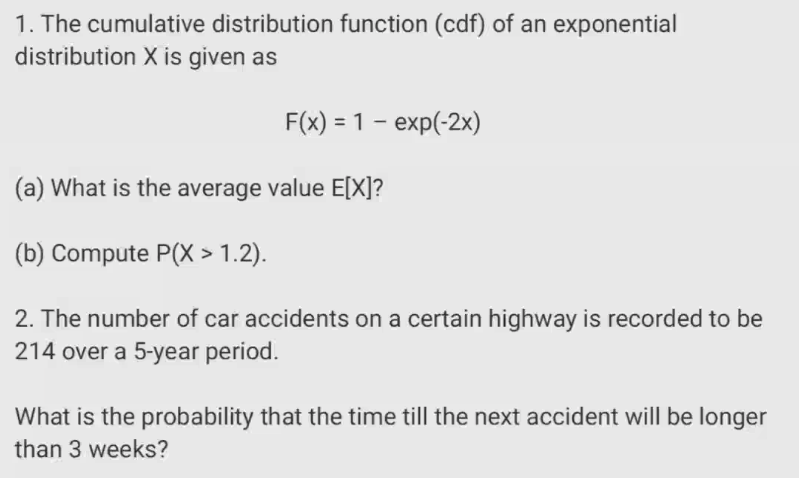 Solved 1. The cumulative distribution function (cdf) of an | Chegg.com