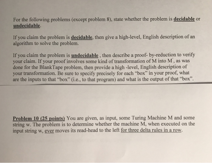 Solved For the following problems (except problem 8), state | Chegg.com