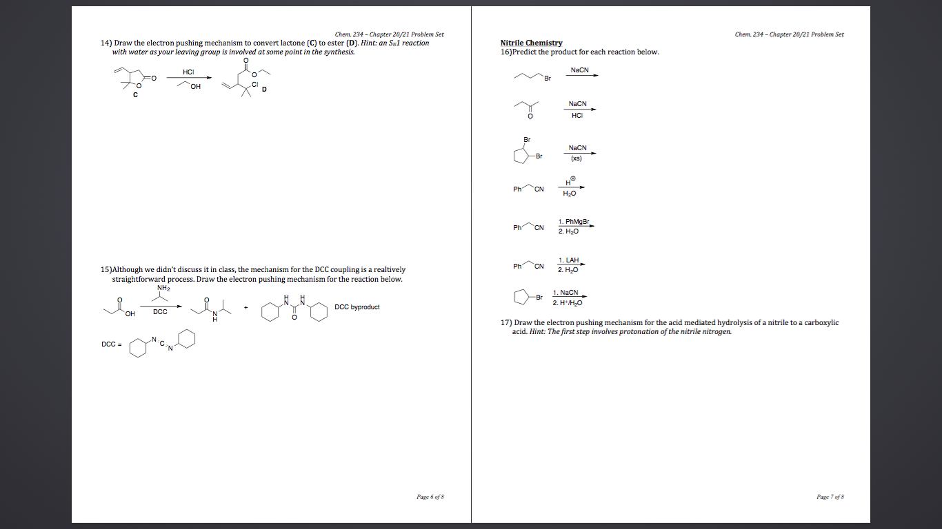 Solved Chem. 234 - Chapter 20721 Problem Set Chem. 234 - | Chegg.com