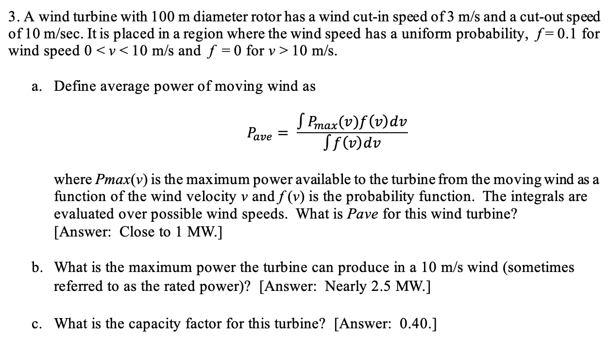 Solved solve all parts answer key given !!!A wind turbine | Chegg.com