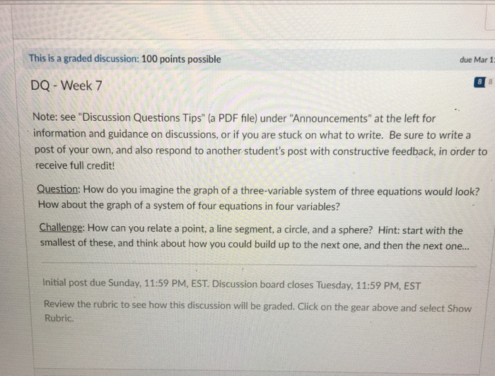 Solved This is a graded discussion: 100 points possible due | Chegg.com