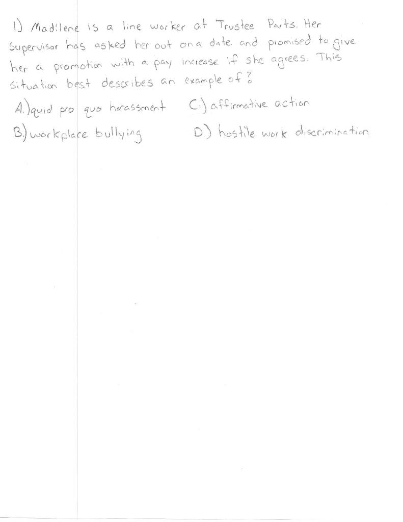 Solved This 11 Madilene is a line worker at Trustee Parts. | Chegg.com