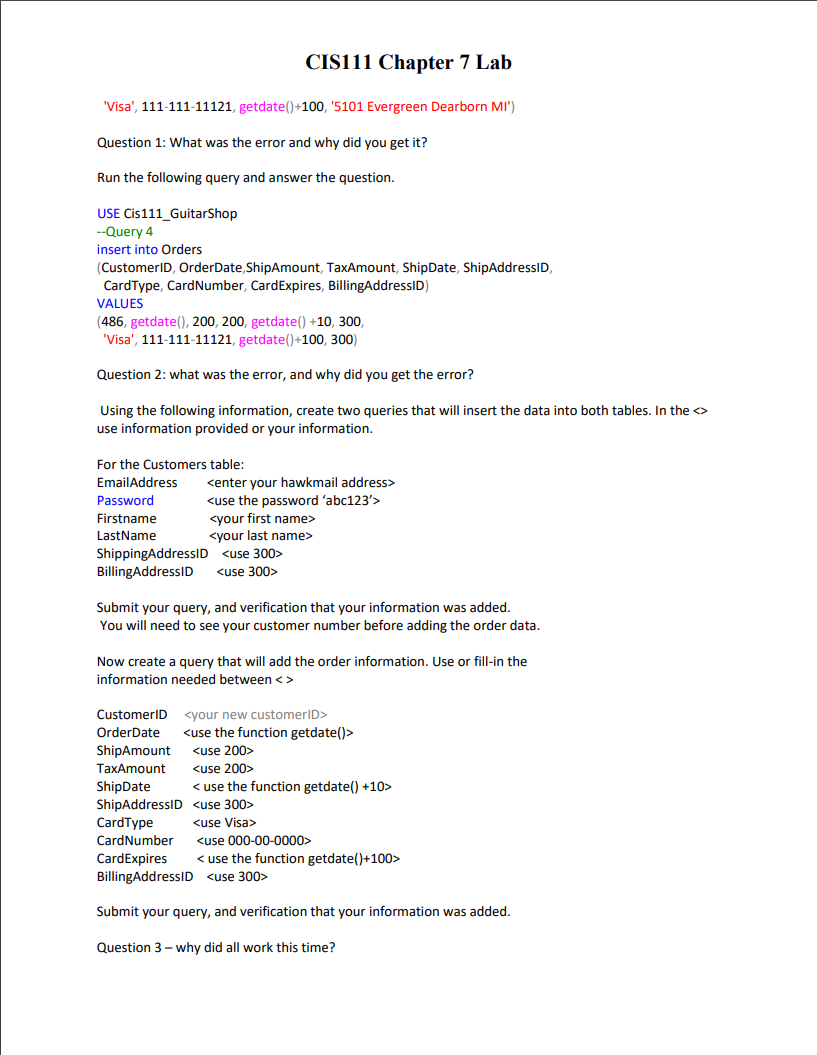 Solved This Lab sheet is worth 100 points for complete | Chegg.com