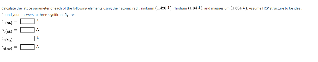 Solved Calculate the lattice parameter of each of the | Chegg.com
