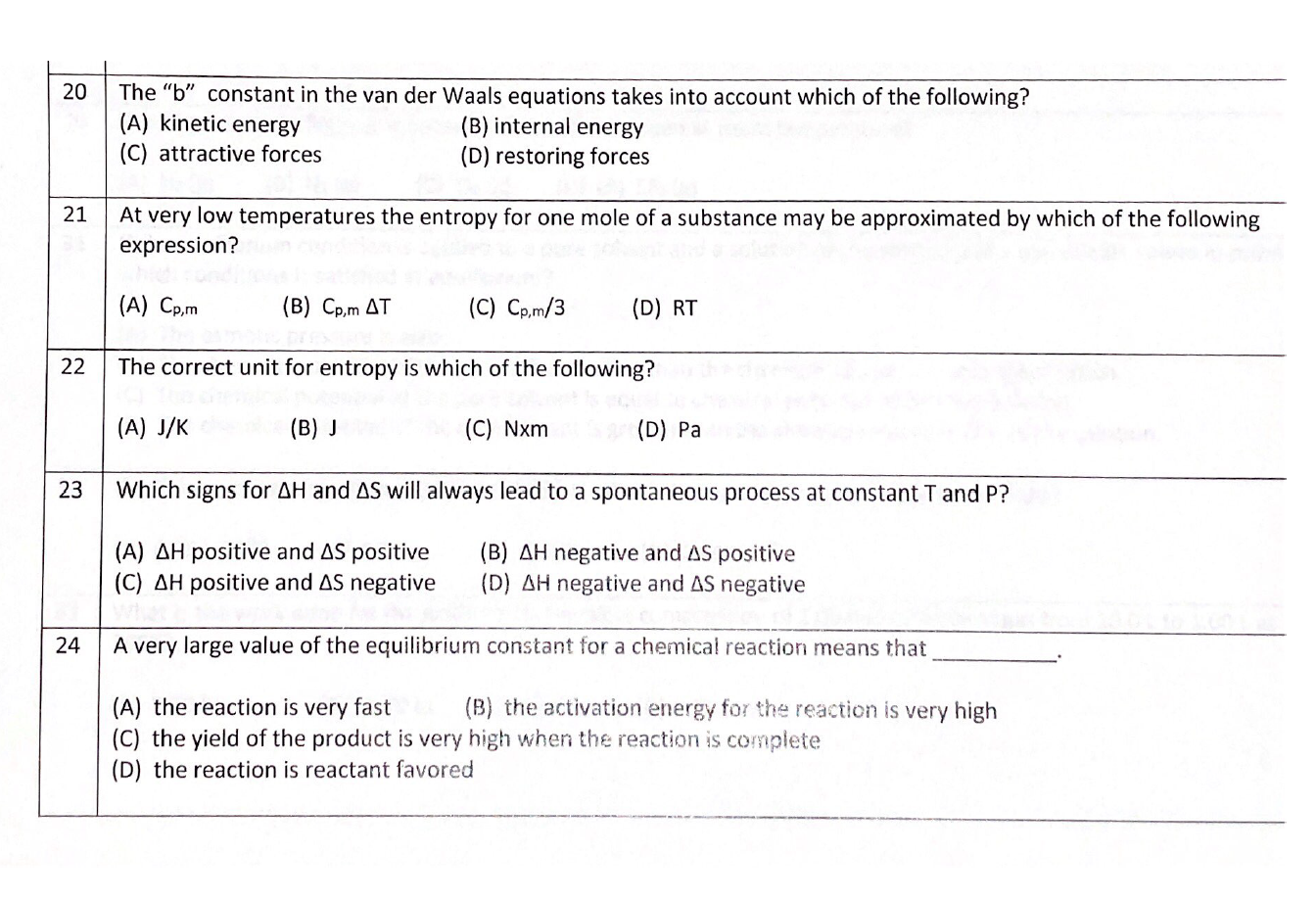 Solved 20 The "b" constant in the van der Waals equations | Chegg.com