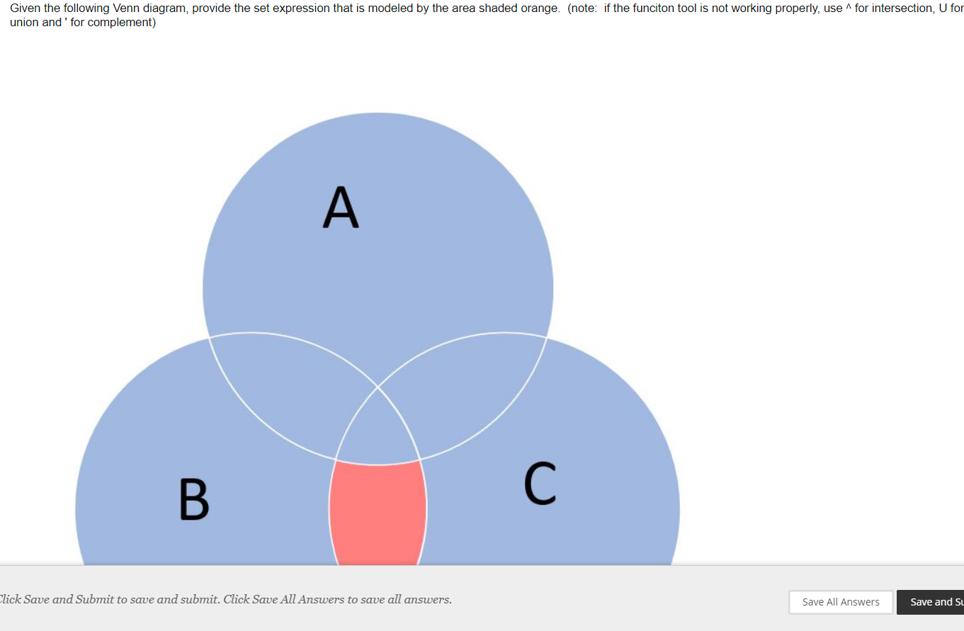 Solved Given the following Venn diagram, provide the set | Chegg.com
