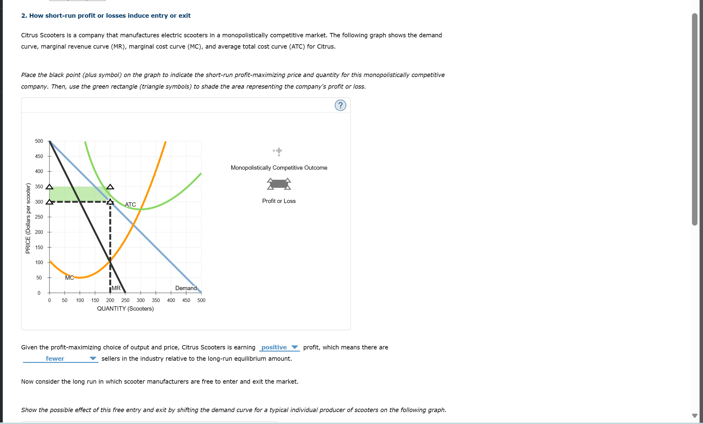 Solved 2. How short-run profit or losses induce entry or | Chegg.com