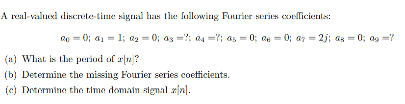 Solved A real-valued discrete-time signal has the following | Chegg.com