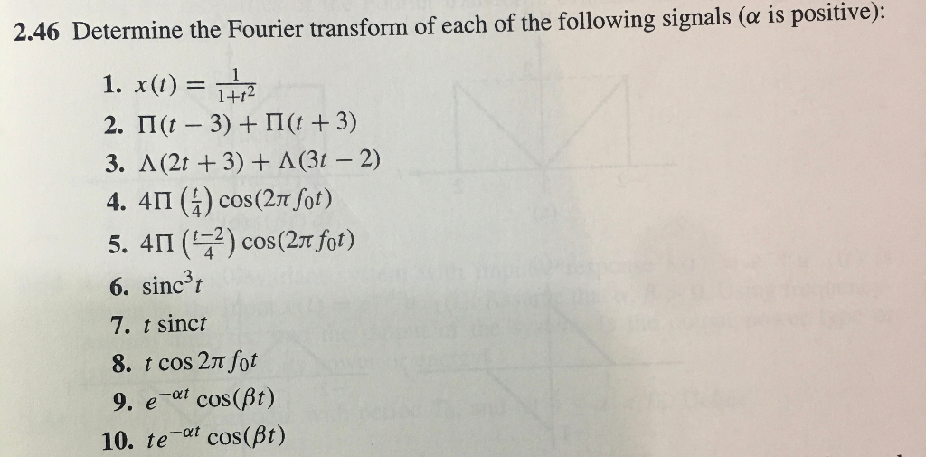Solved 2.46 Determine the Fourier transform of each of the | Chegg.com