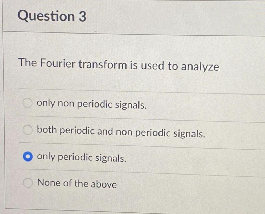 Solved Question 3 The Fourier transform is used to analyze | Chegg.com