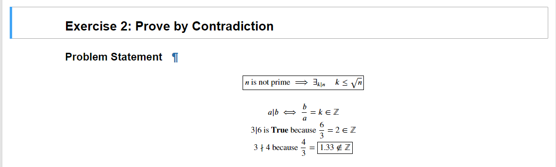 Solved Exercise 2: Prove by Contradiction Problem Statement | Chegg.com