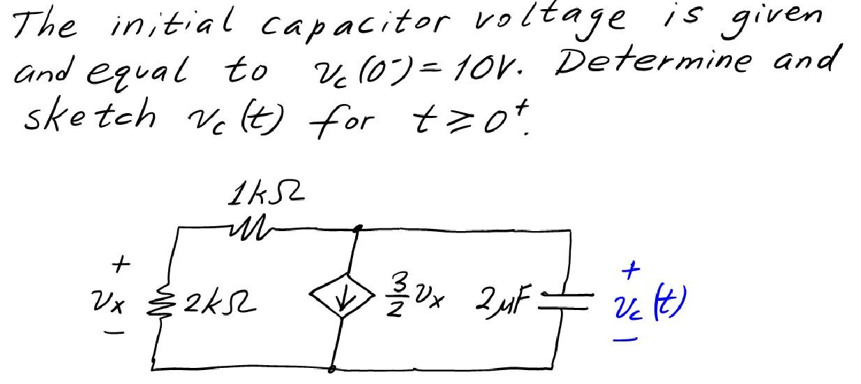 Solved The initial capacitor voltage is given and equal to | Chegg.com
