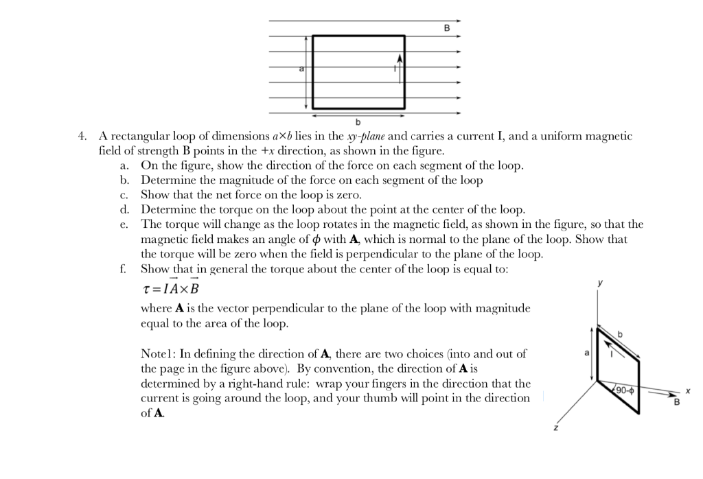Solved 4. A rectangular loop of dimensions axb lies in the | Chegg.com