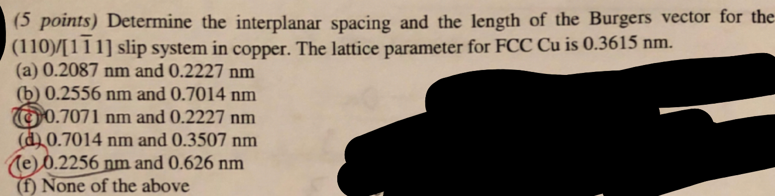 Solved (5 points) Determine the interplanar spacing and the | Chegg.com