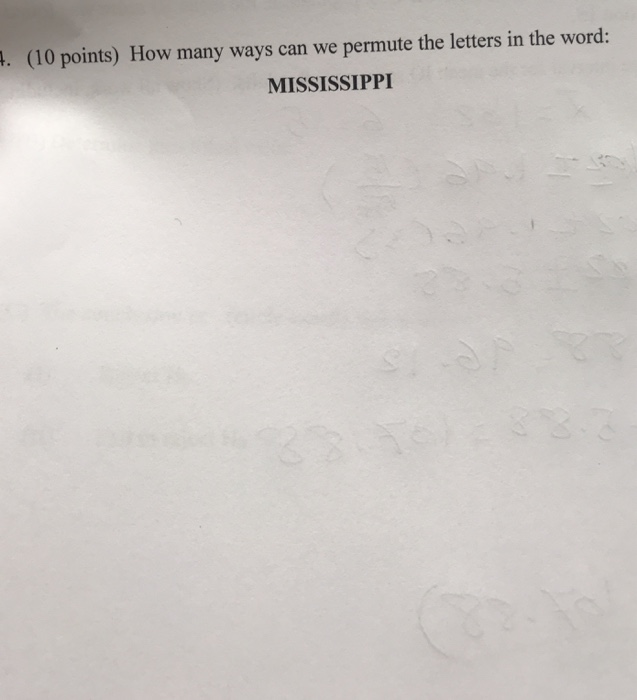 Solved . (10 points) How many ways can we permute the | Chegg.com