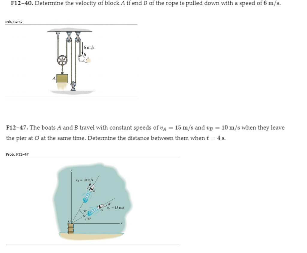 Solved F12-40. Determine the velocity of block A if end B of | Chegg.com