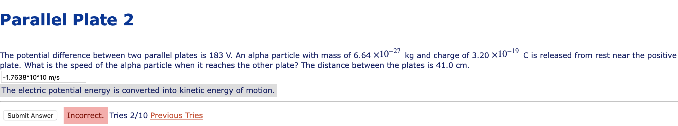 Solved Parallel Plate 2 The potential difference between two | Chegg.com