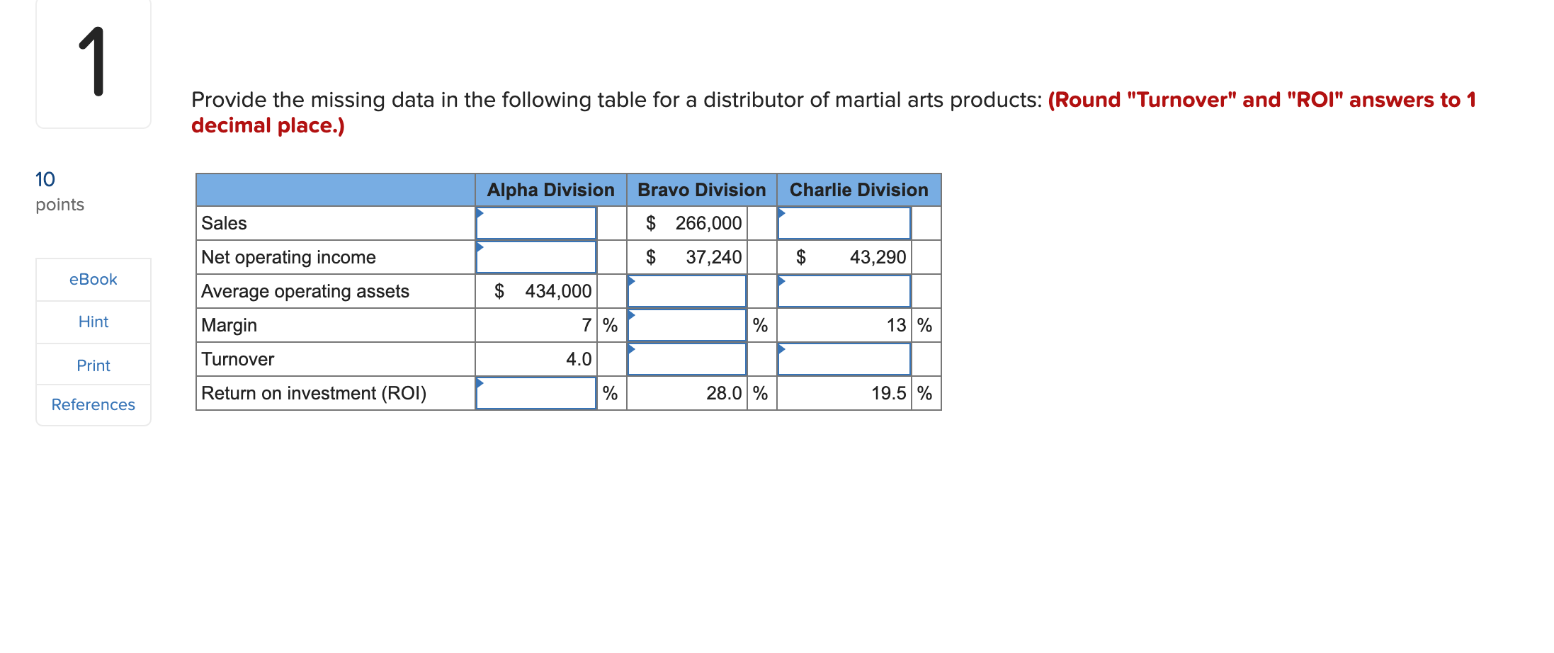 Solved 1 10 points eBook Hint Print References Provide the | Chegg.com
