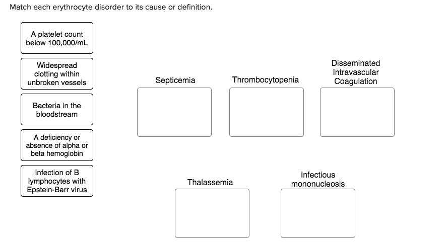 Solved Match each erythrocyte disorder to its cause or | Chegg.com