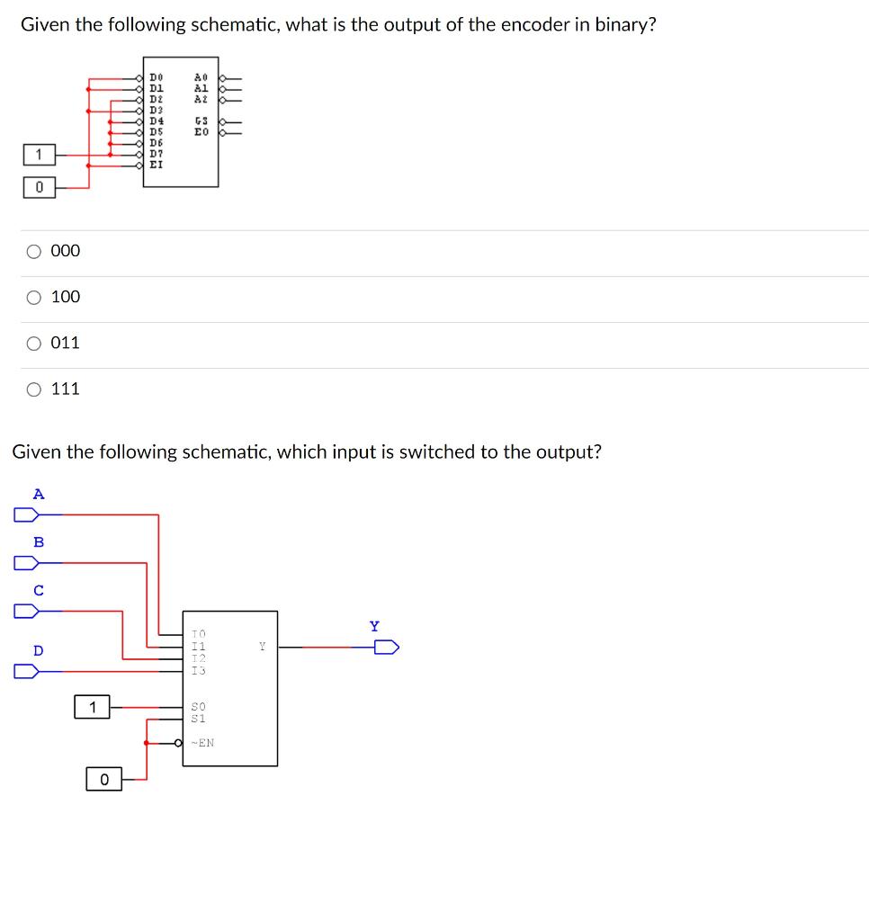 Solved Given the following schematic, what is the output of | Chegg.com