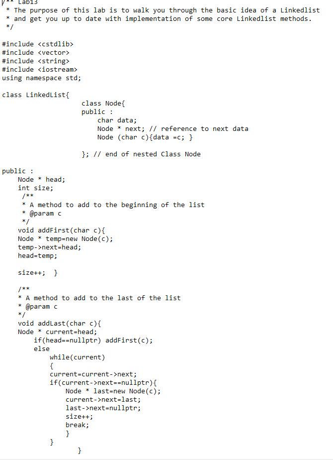 Solved "! Lab13 * The purpose of this lab is to walk you | Chegg.com