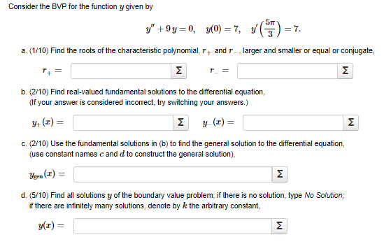 Solved Consider the BVP for the function y given by ;" | Chegg.com