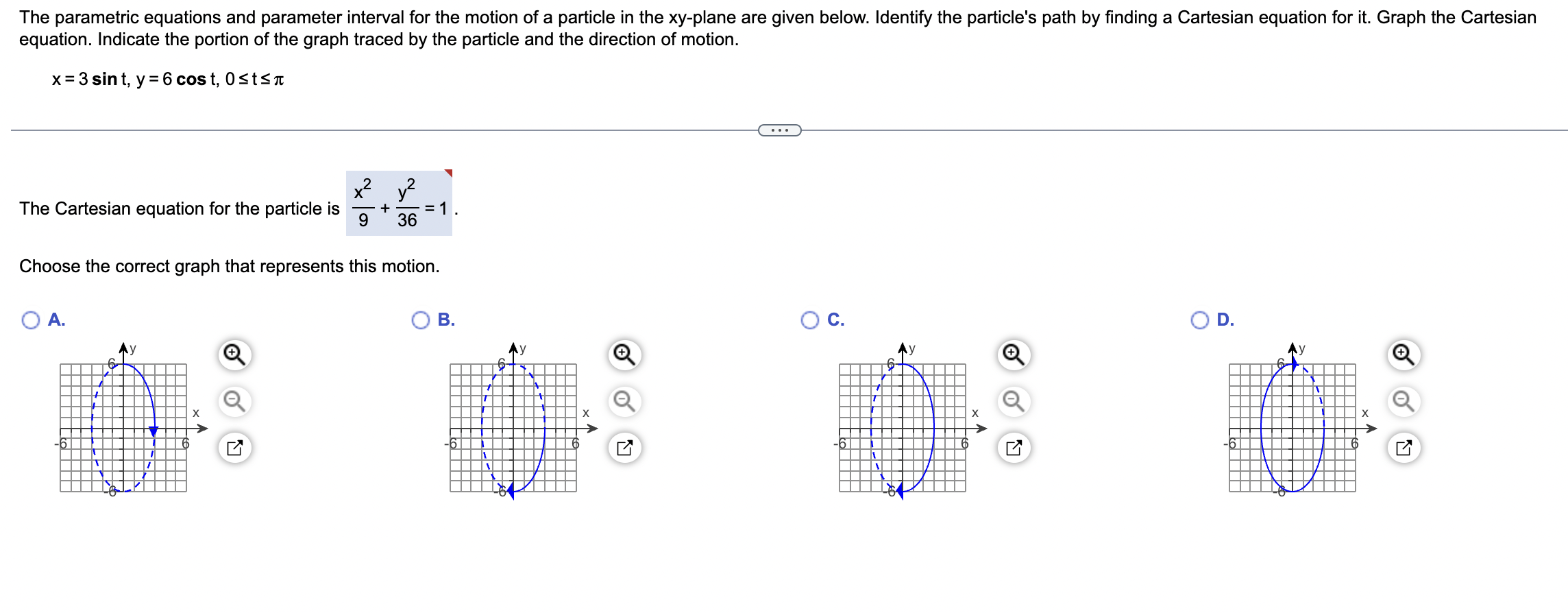 Solved The parametric equations and parameter interval for | Chegg.com