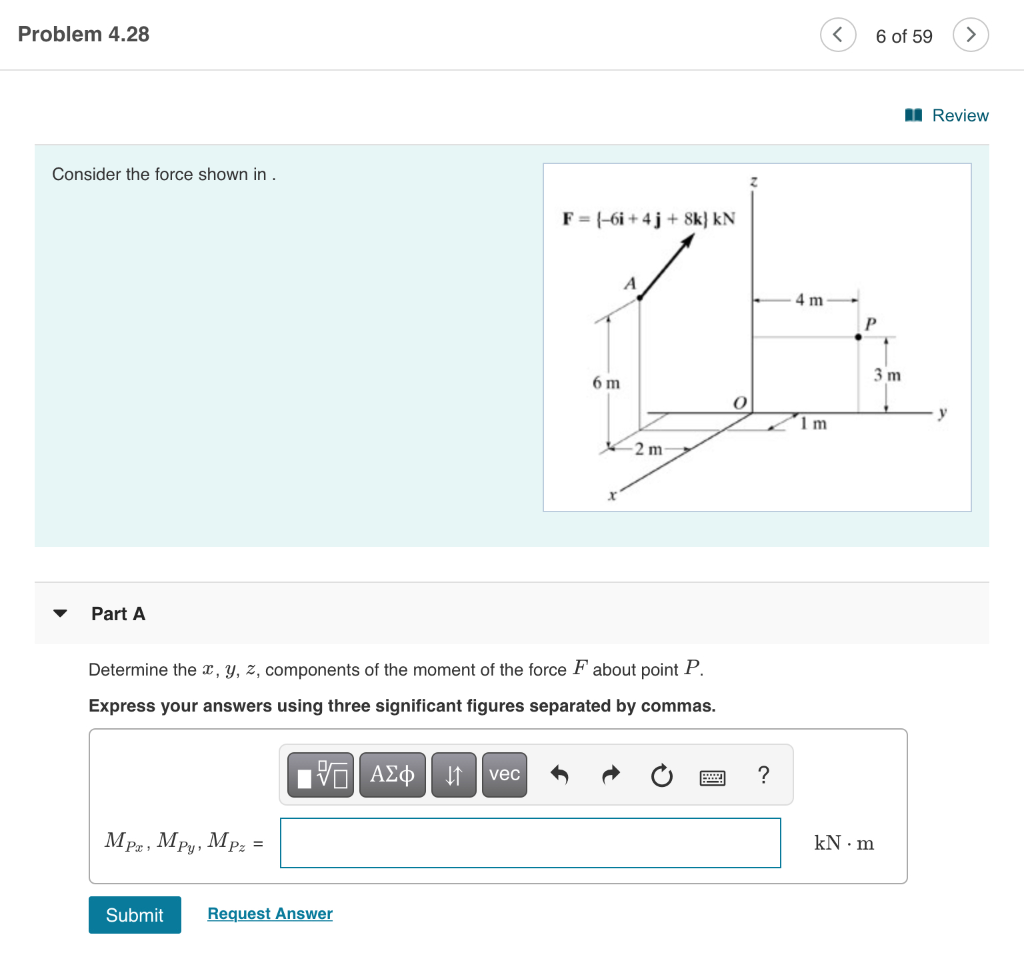 Solved Problem 4.28 MI Review Consider the force | Chegg.com