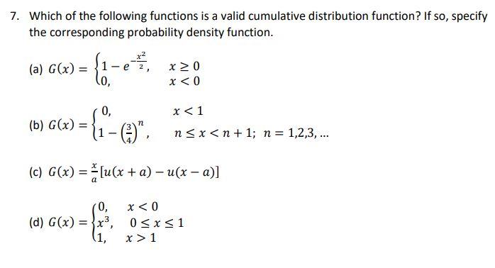 Solved 7. Which of the following functions is a valid | Chegg.com