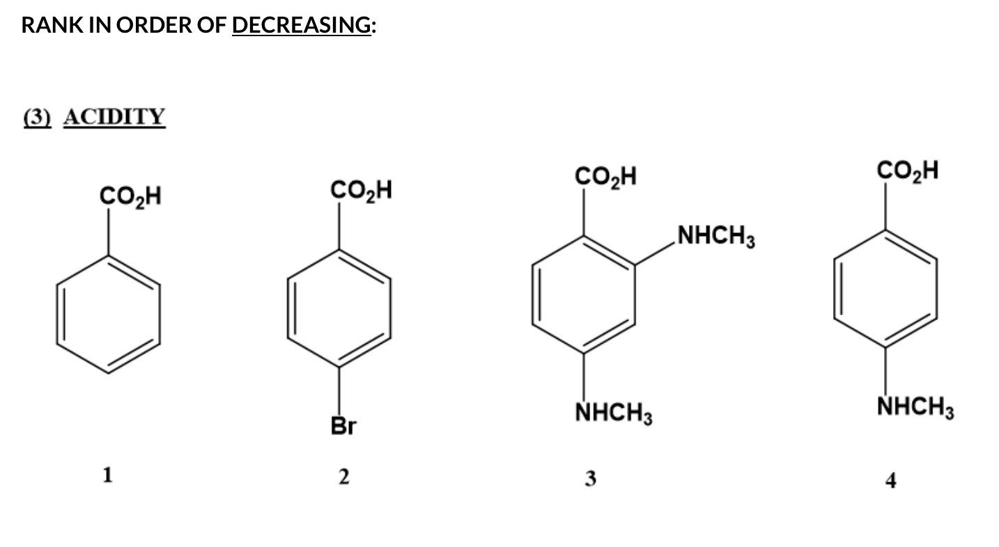 Solved RANK IN ORDER OF DECREASING: (2) pKa CONH2 CON(CH3)2 | Chegg.com