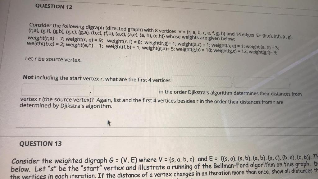 Solved QUESTION 12 Consider the following digraph (directed | Chegg.com